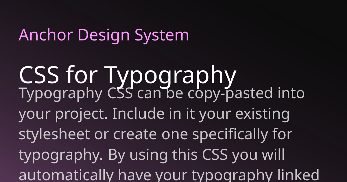 CSS for Typography | Tryg Anchor